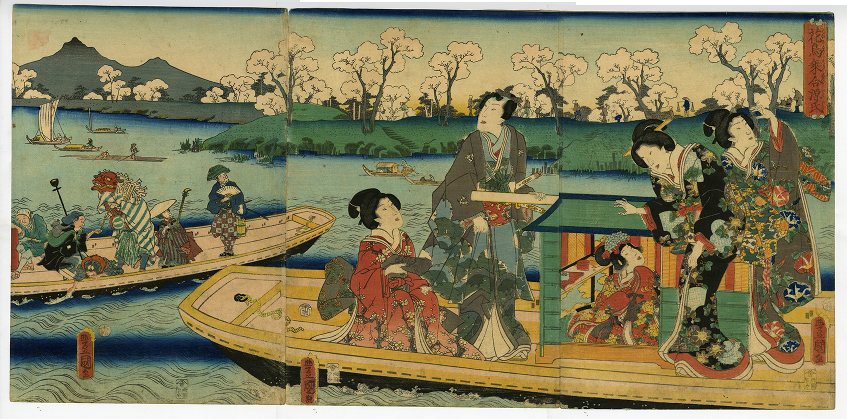Toyokuni III (Kunisada) - Prince Genji, Cherry Blossom Viewing - Ukiyo ...